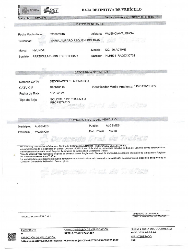 Baja Definitiva 0127JPX | PDF