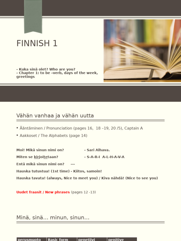 Lesson Finnish 1 | PDF