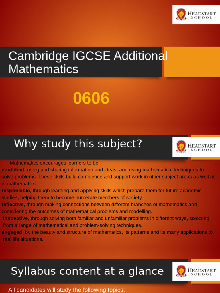 Igcse Additional Mathematics 0606 Pdf