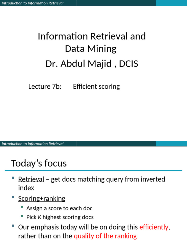 lecture7b-efficient-scoring | PDF | Information Retrieval | Algorithms ... lecture7b-efficient-scoring | PDF | Information Retrieval | Algorithms ...