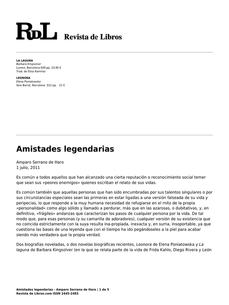 Poniatowska Firma La Novela Biografica Dedicada A Leonora Carrington Su Amiga y Pintora | PDF ...