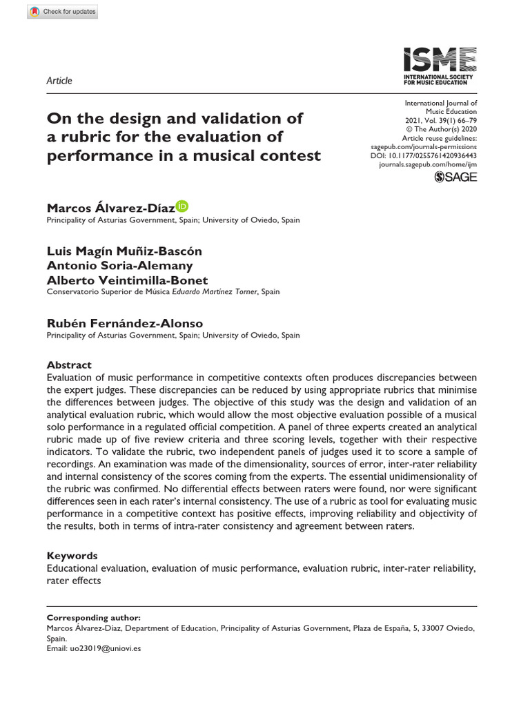 Evaluating Music Performance Rubric Design | PDF | Rubric (Academic)