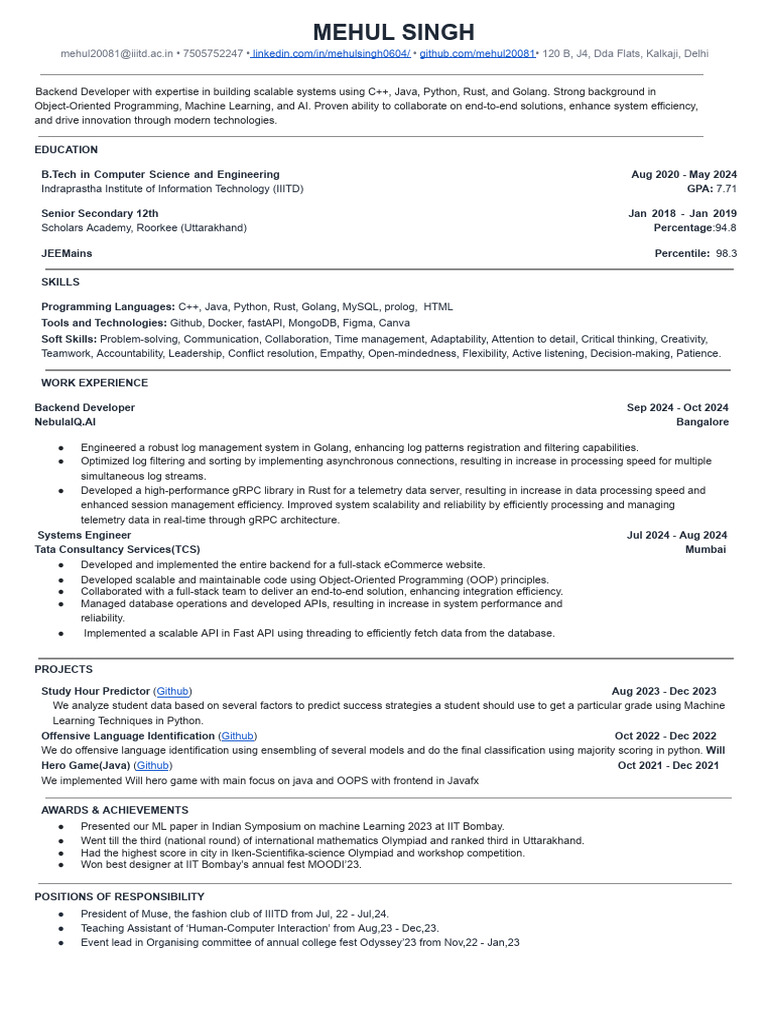 Resume Nov | PDF | Databases | Computing