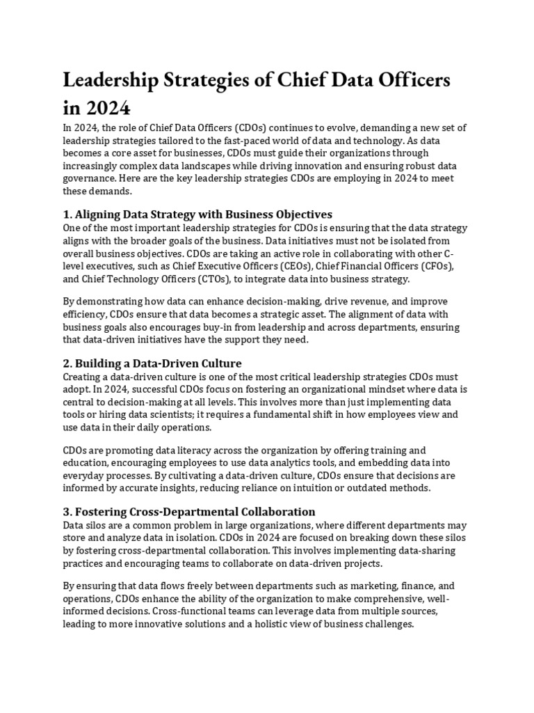 CDO Leadership Strategies for 2024 | PDF | Artificial Intelligence ...