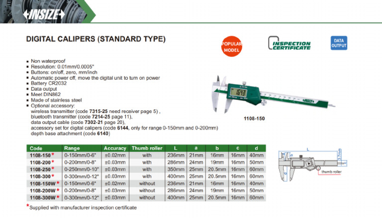 Insize Digital Caliper | PDF