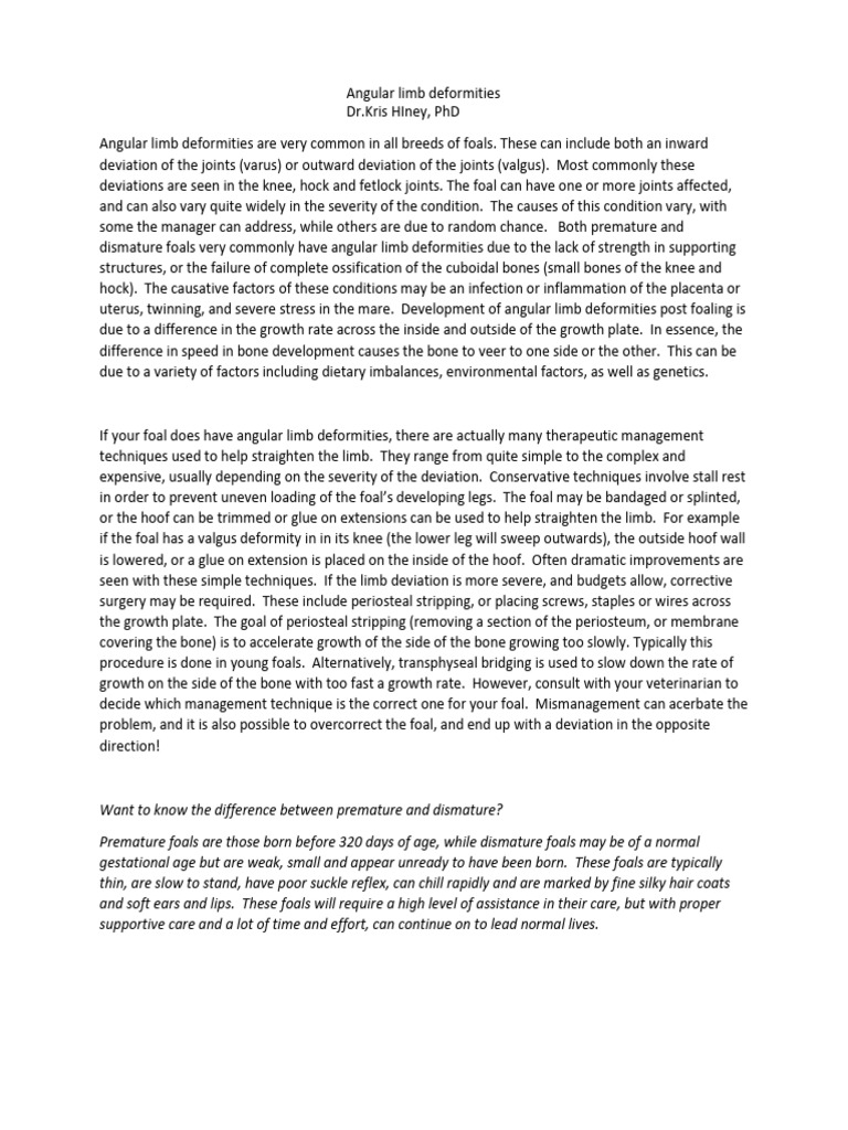 Angular Limb Deformities | PDF | Bone