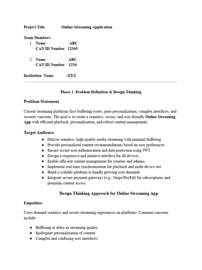 Sample Phase 1 Document (1) | PDF | Streaming Media | Mobile App