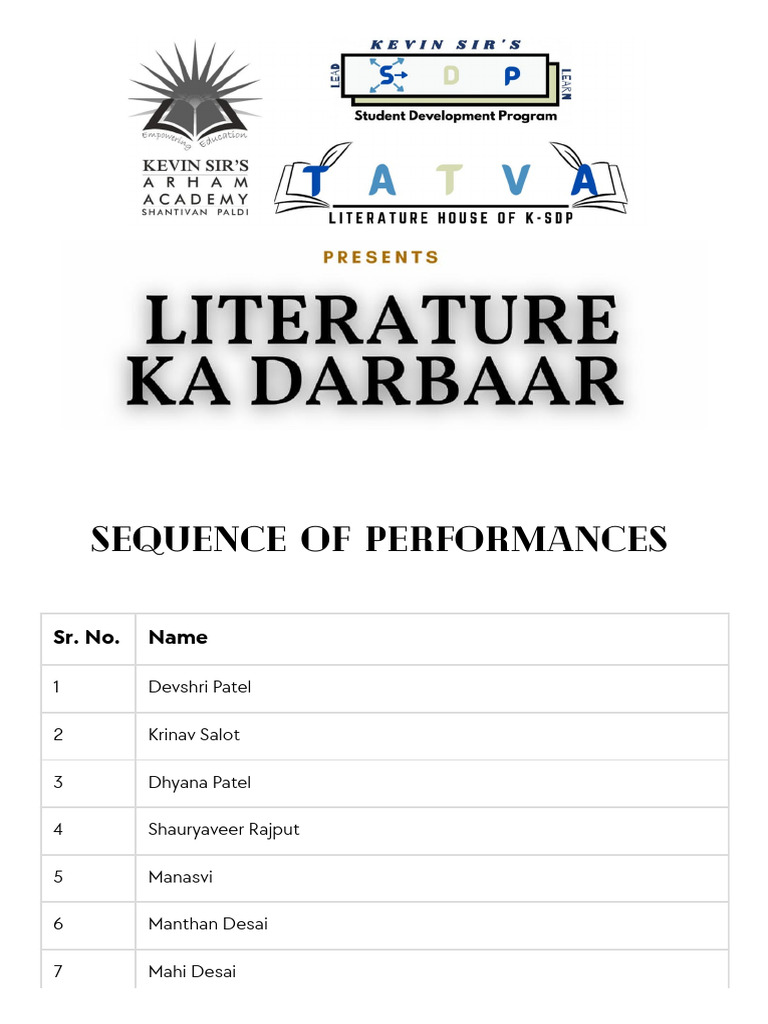 Sequence of Performances | PDF