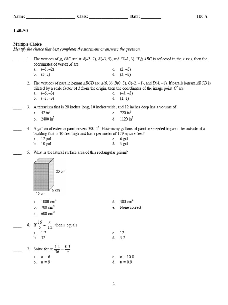 Saxon Pre-Algebra Practice Problems | PDF | Function (Mathematics) | Area