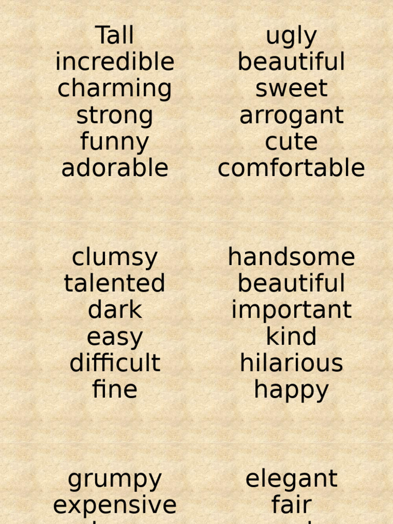 adjectives warm-up | PDF