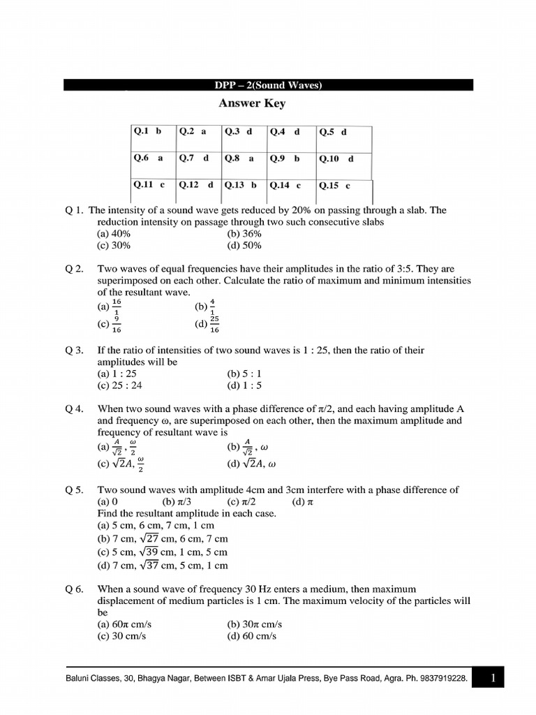 DPP 6 Sound Wave 2 | PDF