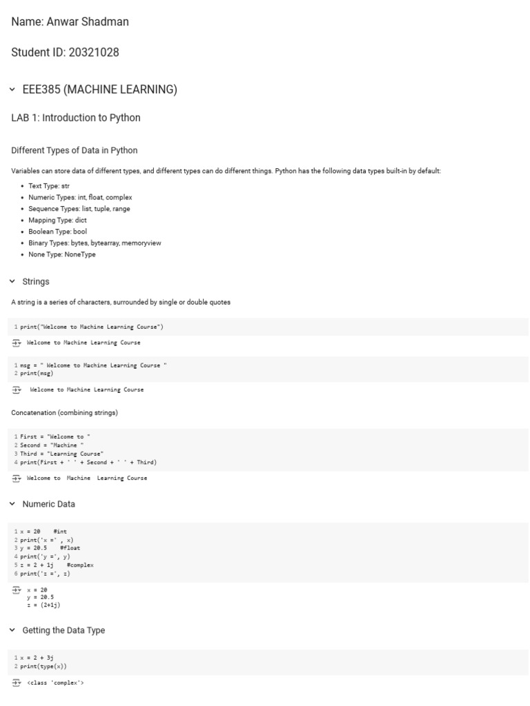 20321028 Eee385 Lab 1 Ipynb Colab Pdf String Computer Science Boolean Data Type
