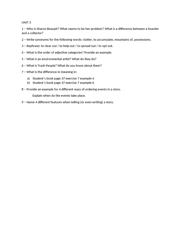 Ponavljanje UNIT 3 | PDF