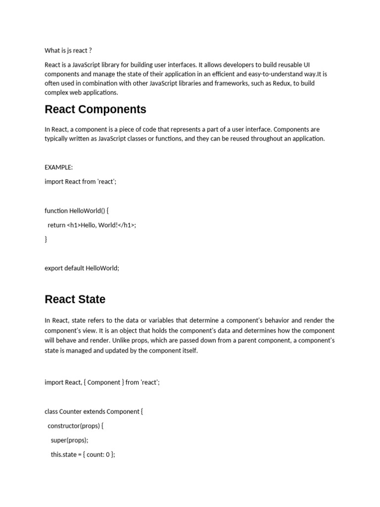 What is js react | PDF | Java Script | Systems Architecture What is js react | PDF | Java Script | Systems Architecture