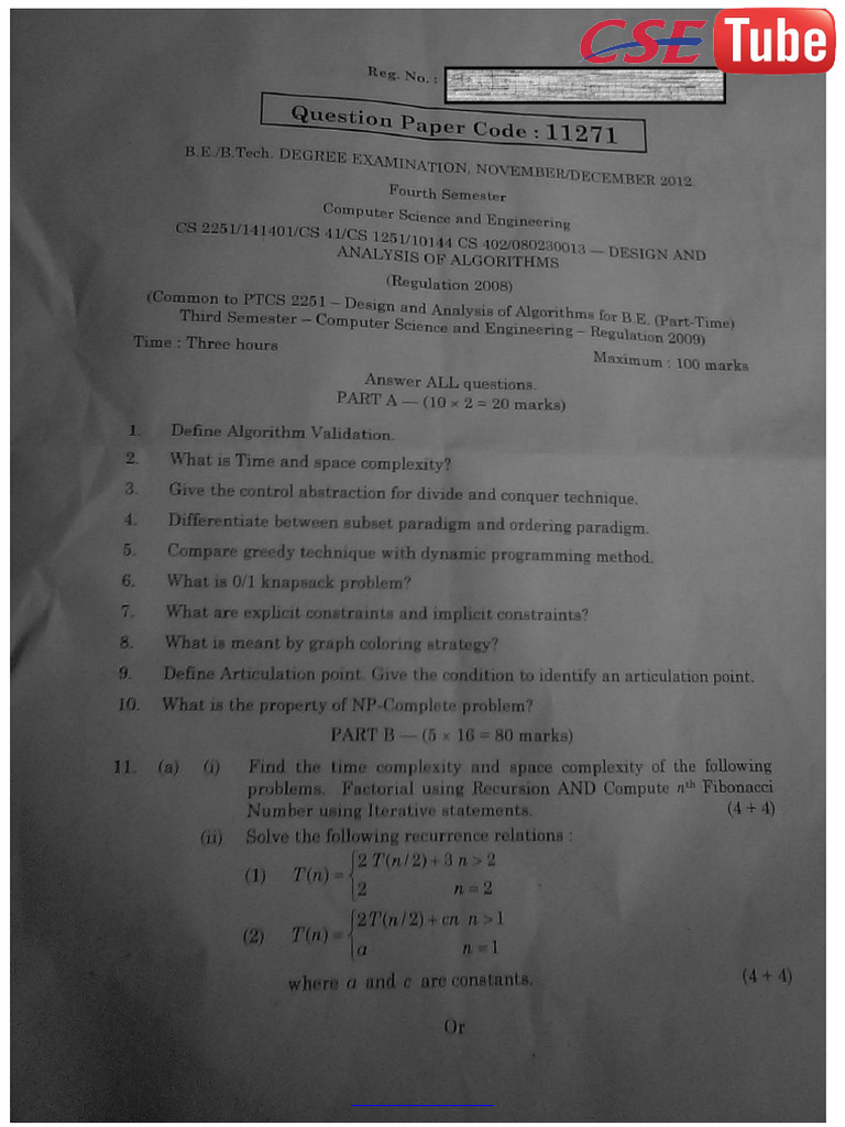 Daa ND 2012 - Cse Tube | PDF