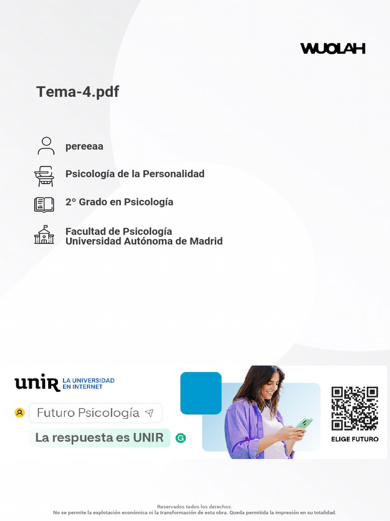 Wuolah Free Tema 4 | PDF | Las emociones | Ansiedad