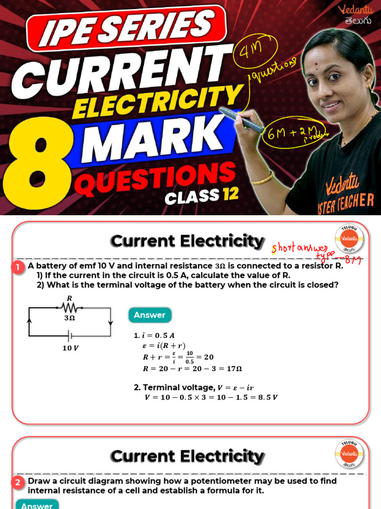 Current Electricity Ipe 8M PDF | PDF | Electrical Resistance And Conductance | Electrical ...
