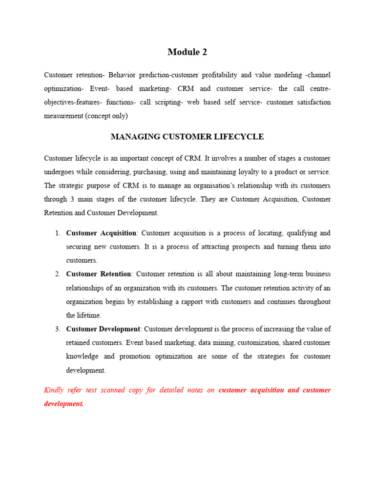 CRM Module 2A | PDF | Call Centre | Customer Relationship Management