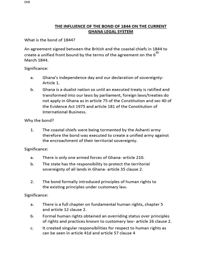 Significance of the 1844 Bond in Ghana | PDF | Ghana | Treaty