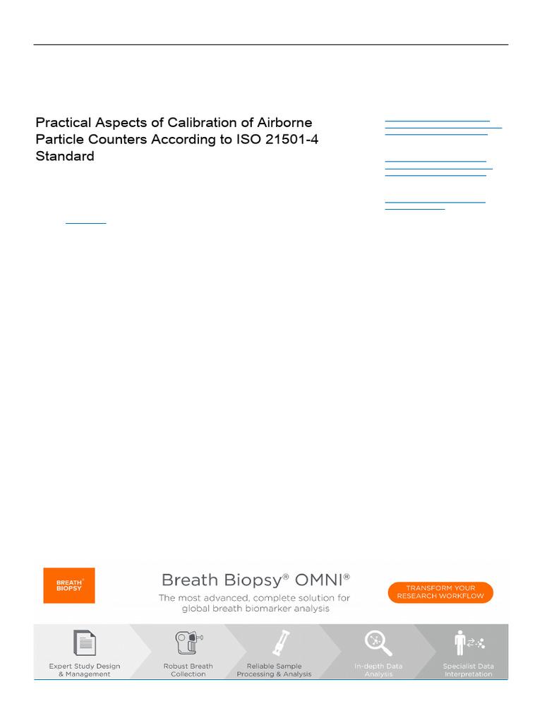 Calibration of Airborne Particle Counters | PDF | Calibration | Aerosol