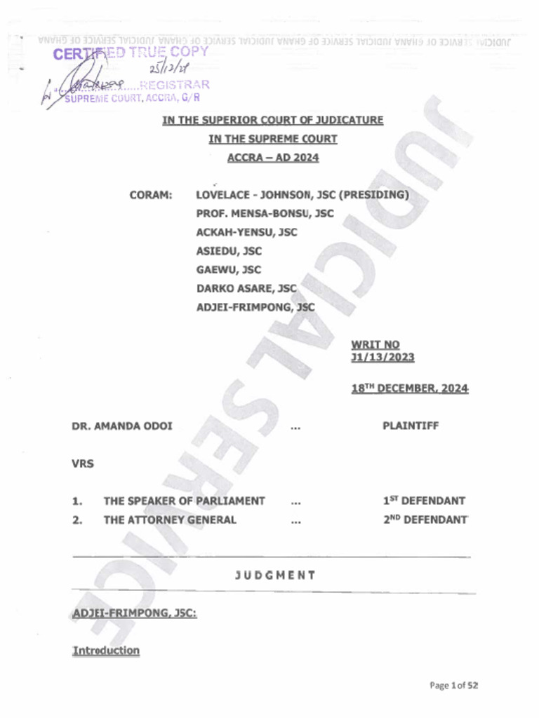 Amanda Odoi V The Speaker | PDF