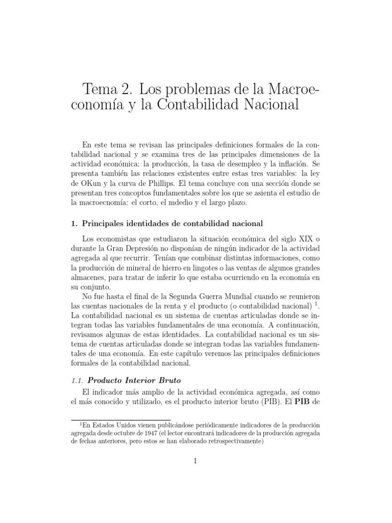 Tema 2. Los problemas de la macroeconomía y de .... (1) 2 | PDF | Producto Interno Bruto | Costo ...