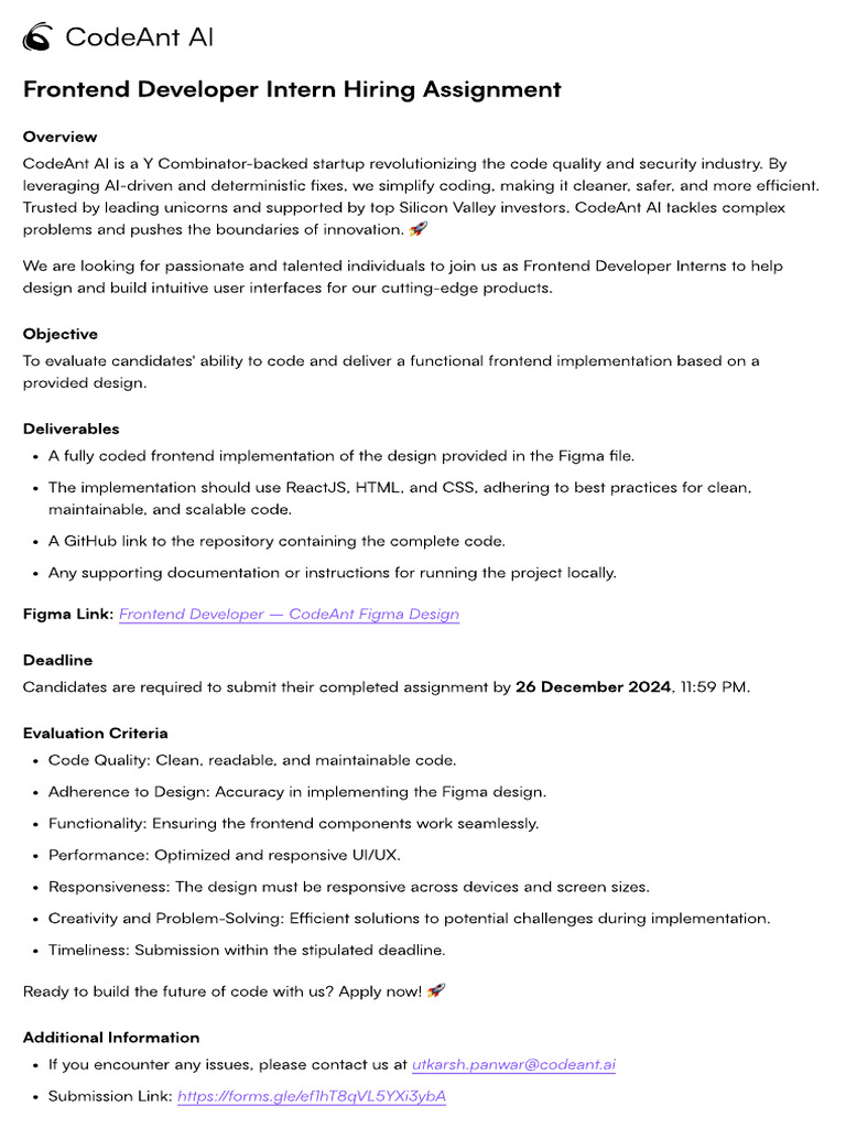 Frontend Developer Intern Hiring Assignment | PDF