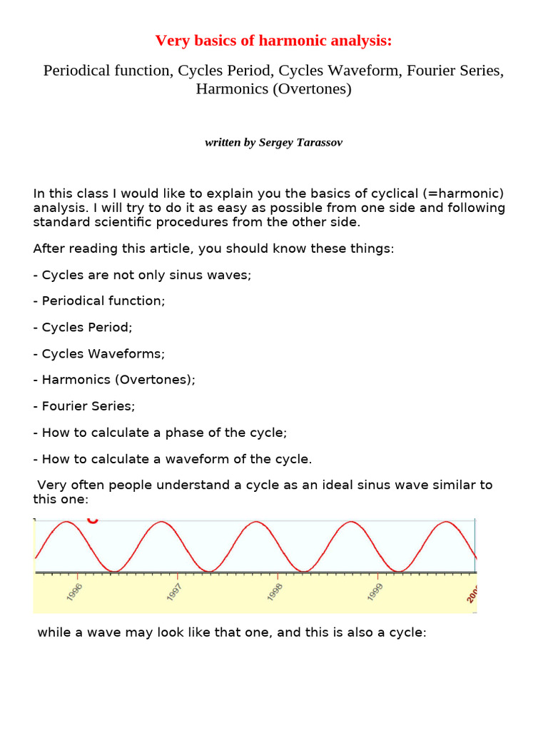 TS Very Basics of Harmonic Analysis | PDF | Fourier Series | Trigonometric Functions