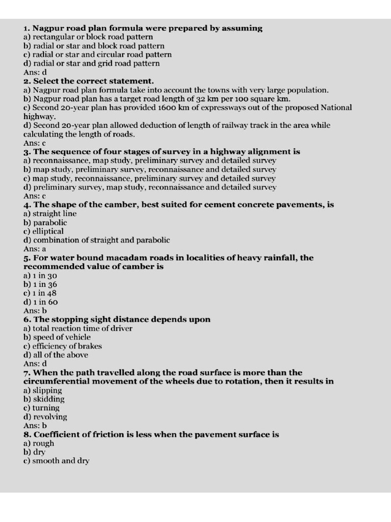 Highway Engineering Mcq's Study With Mayur | PDF