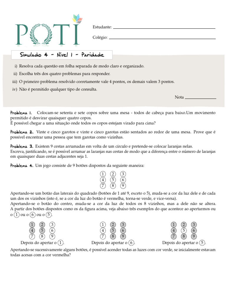 Simulado_N1_04_Paridade | PDF | Cor
