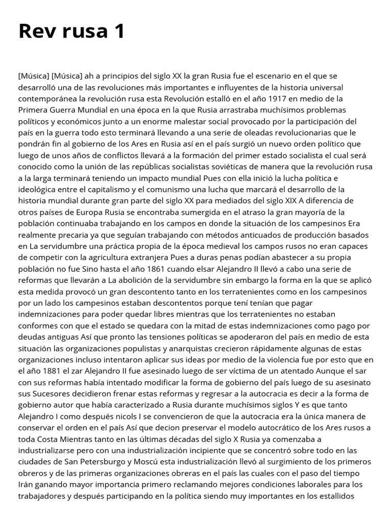 Rev rusa | PDF | Bolcheviques | Vladimir Lenin