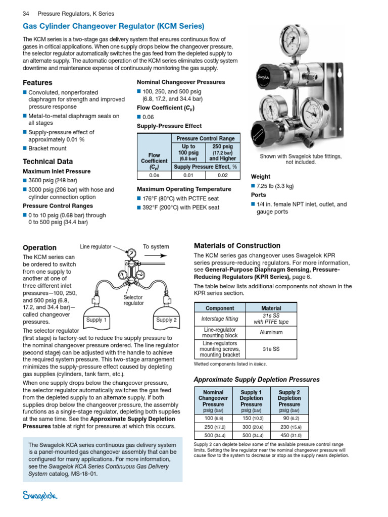 KCM Series Gas Changeover Regulators | PDF | Valve | Chemical Substances