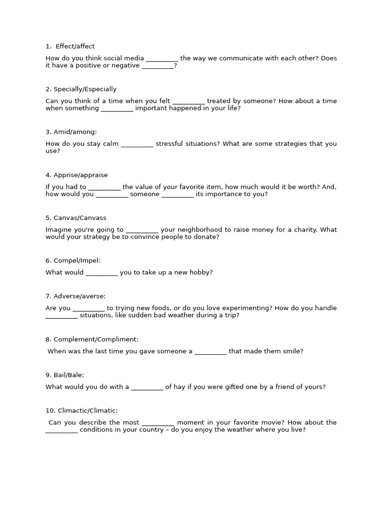 Confusing Words Revision | PDF