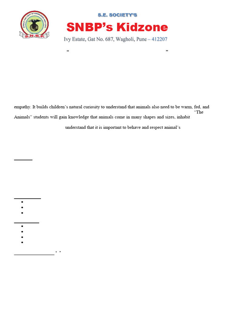Sr. Kg. Theme 4 Classroom Connection | PDF