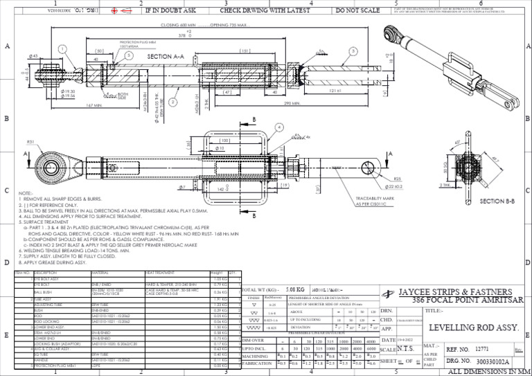 Levelling Rod Assembly Specifications | PDF | Industrial Processes ...