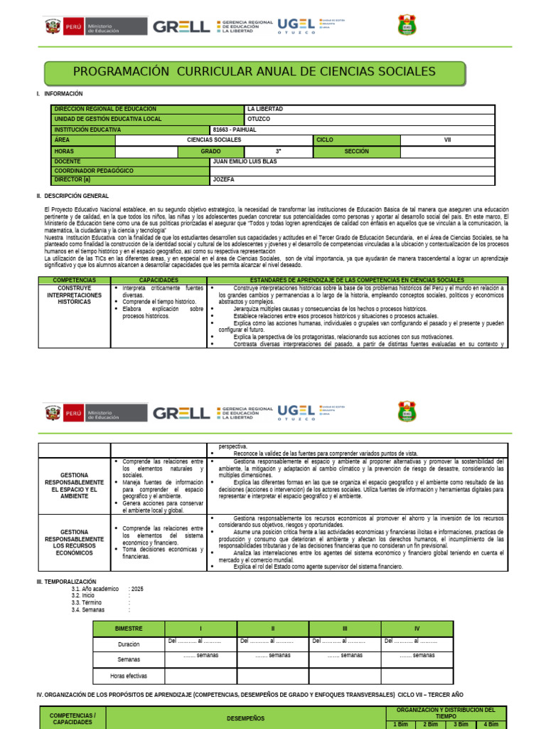 3ro Programacion Anual CCSS | PDF | Colonialismo | Enseñando