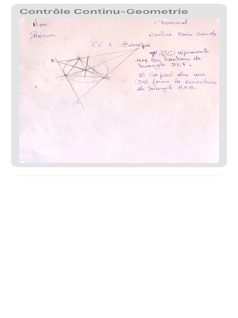 Contrôle Continu-Geometrie 2 | PDF