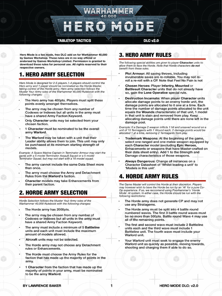40K Hero Mode v2 | PDF