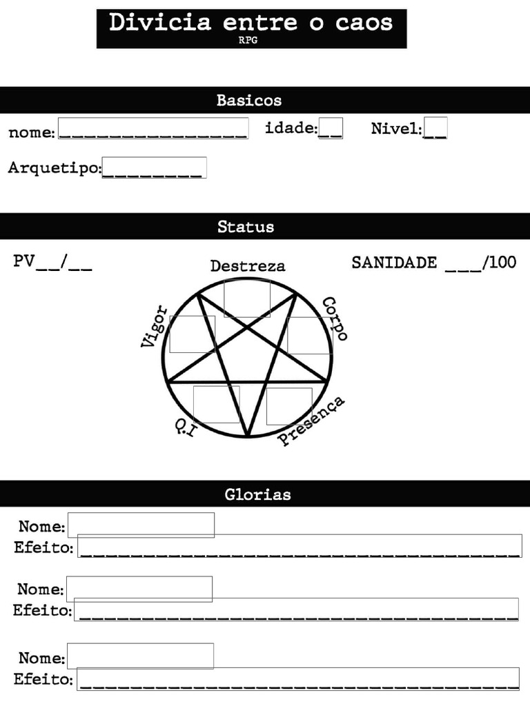 Divicia Entre o Caos - Ficha Editavel | PDF