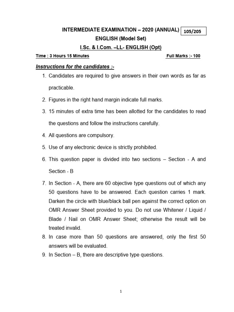 Bseb 12th English Model Paper 2020 | PDF