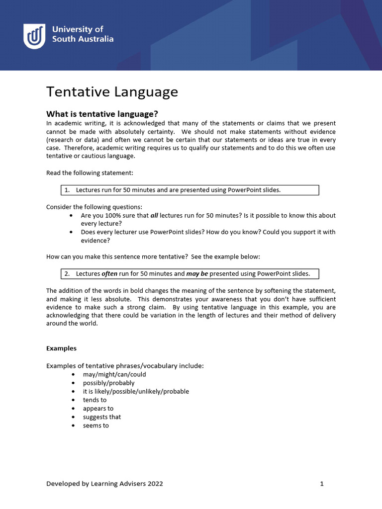 Academic Tentative Language Guide | PDF | Learning | Cognitive Science