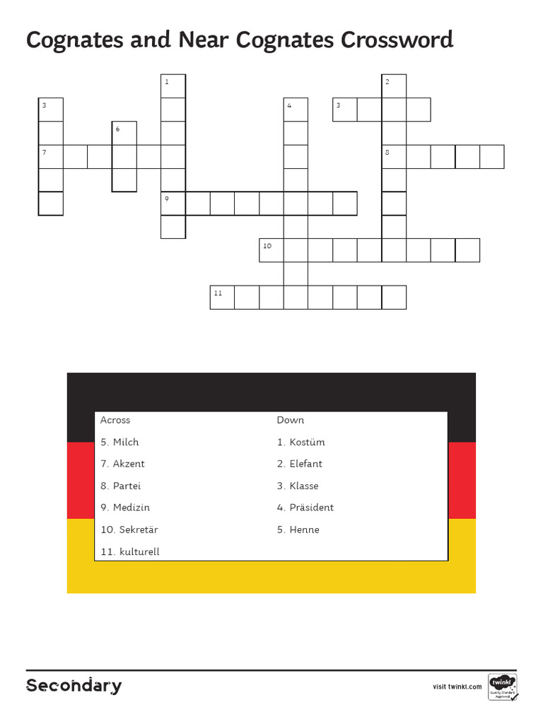 Cognates Crossword | PDF
