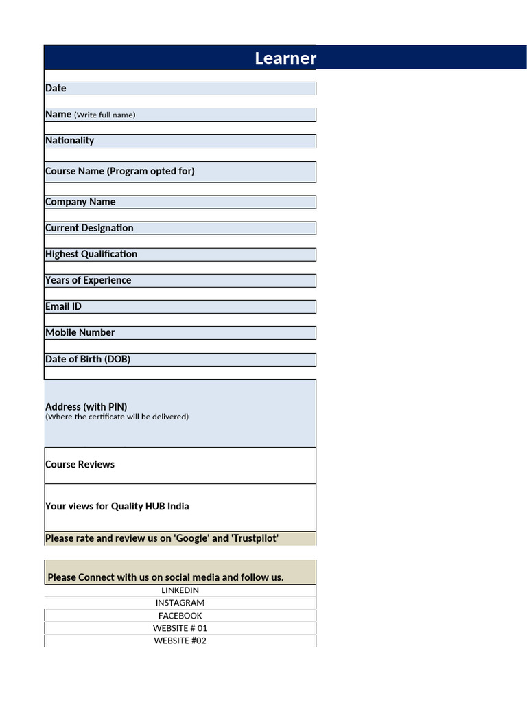 Learner Registration Form (May, 23) | PDF