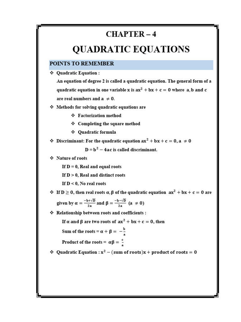 Understanding Quadratic Equations Pdf Quadratic Equation