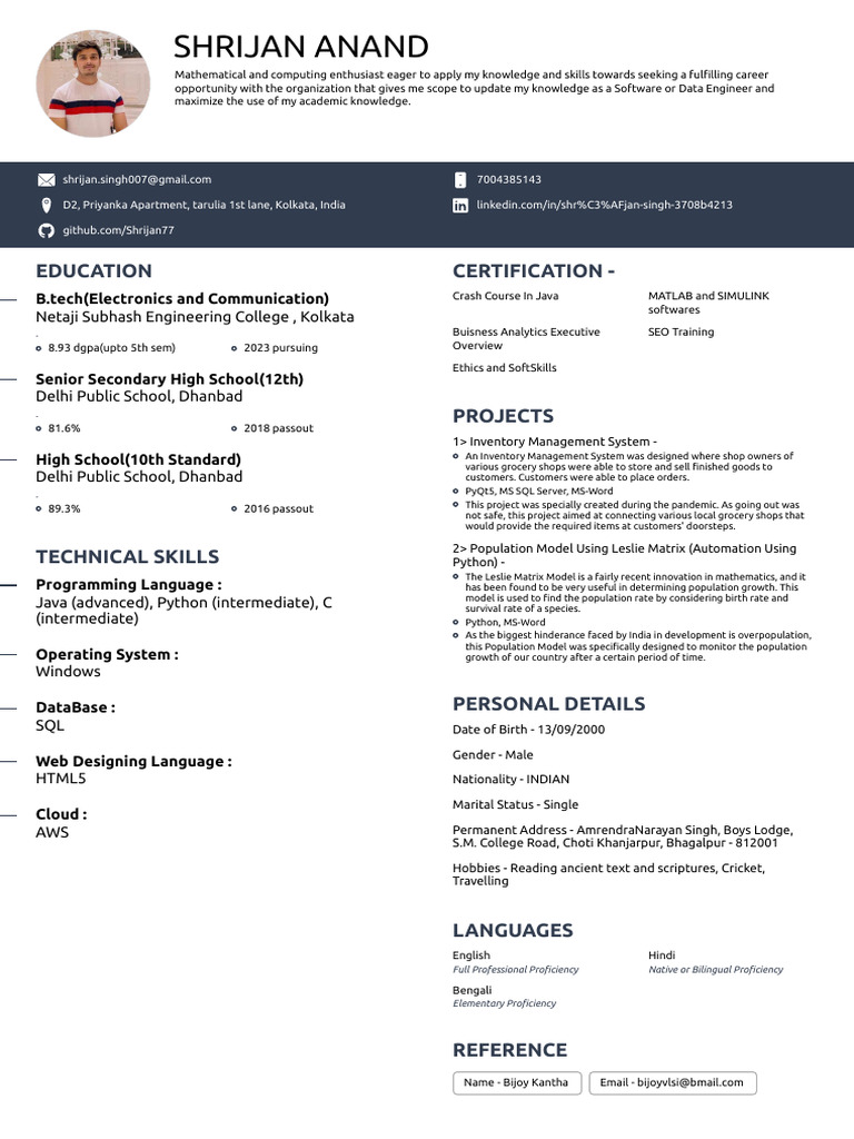 SHRIJAN's Resume - Shrijan Anand | PDF | Computing