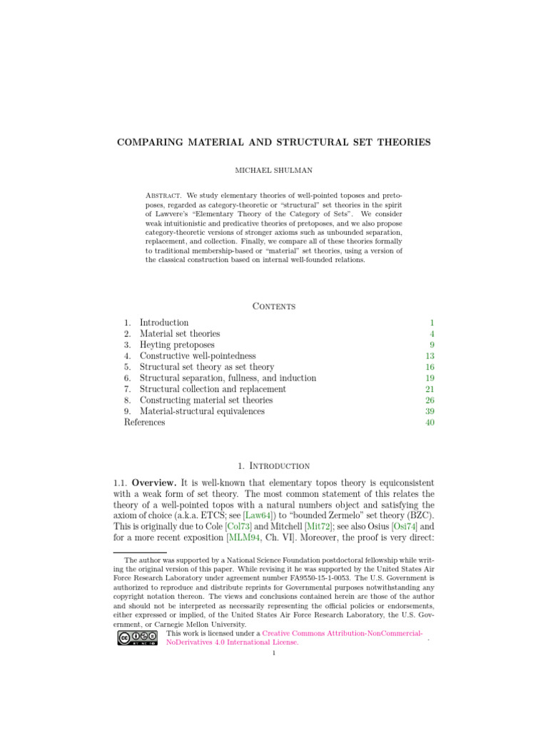 Comparison between material and structural set theories | PDF | Mathematical Logic | Syntax (Logic)