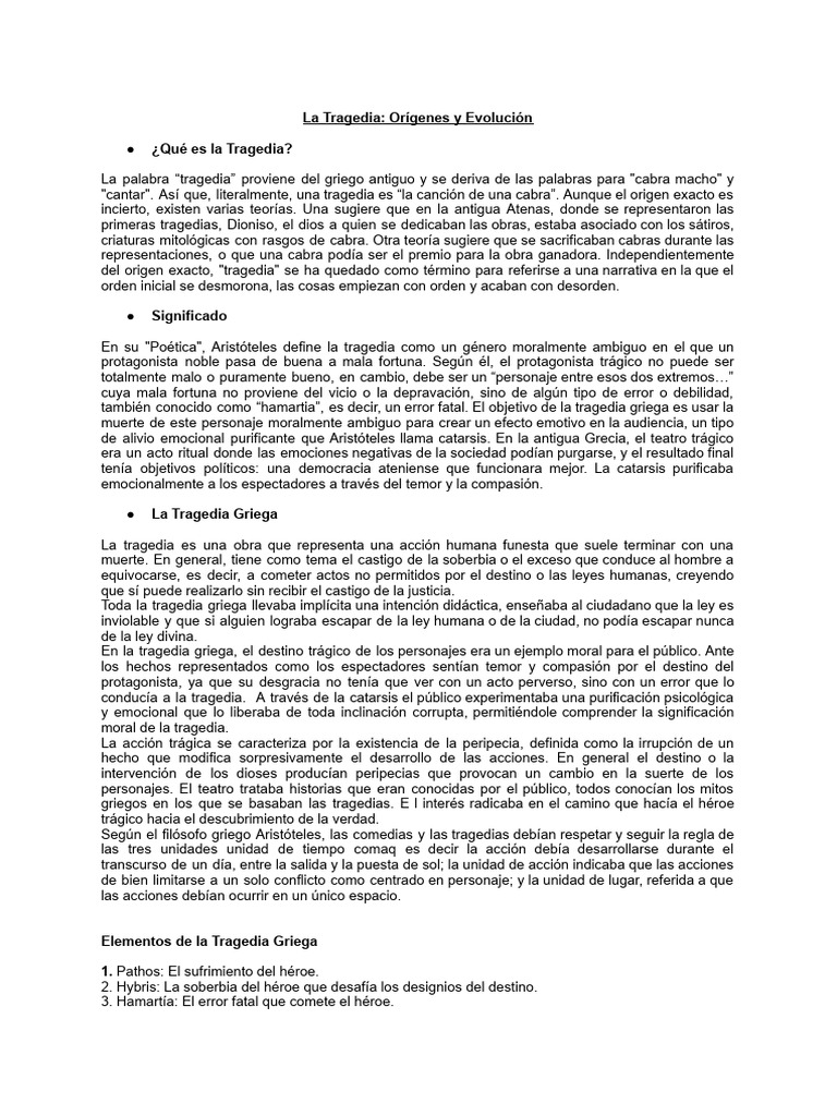 Orígenes y Evolución de la Tragedia | PDF | Tragedia | Clitemnestra
