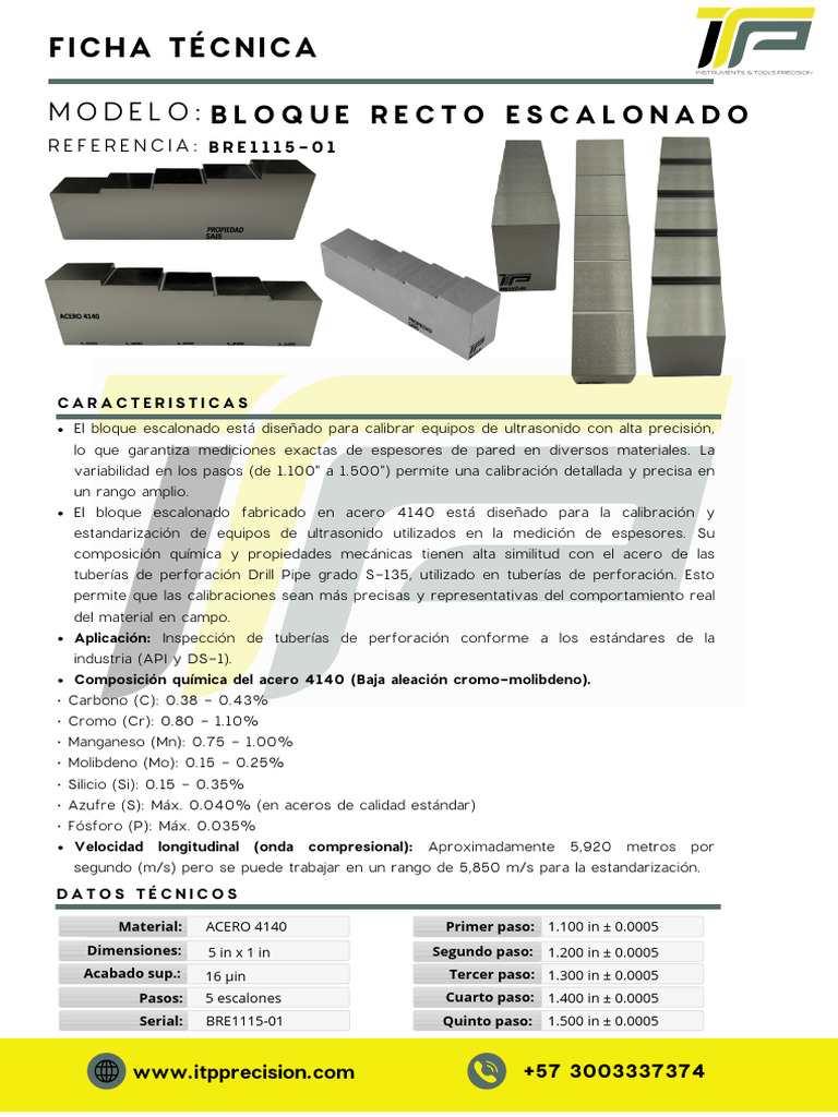 Ficha Técnica Bloque Escalonado 1115 4140 | PDF | Acero | Materiales
