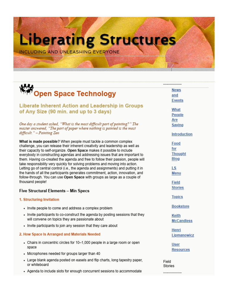 Liberating Structures - 25. Open Space Technology | PDF