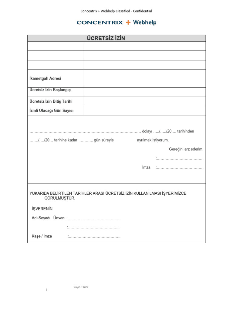 Ücretsiz İzin Formu_01 | PDF